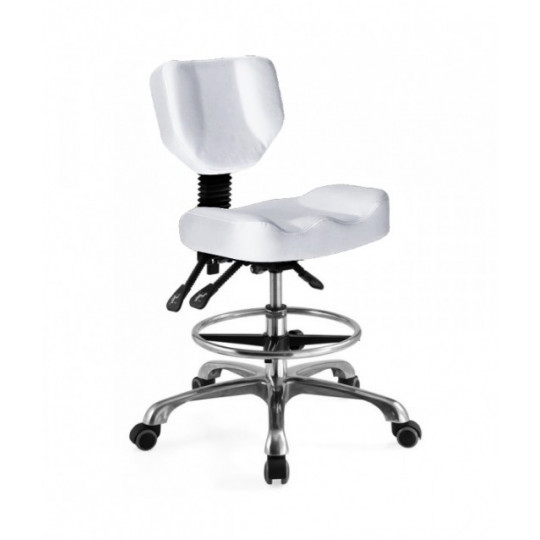 BRICK White rotary stool with backrest